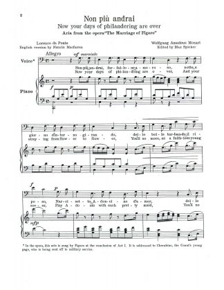 Le Nozze di Figaro Non piu andrai – Classical Vocal Reprints