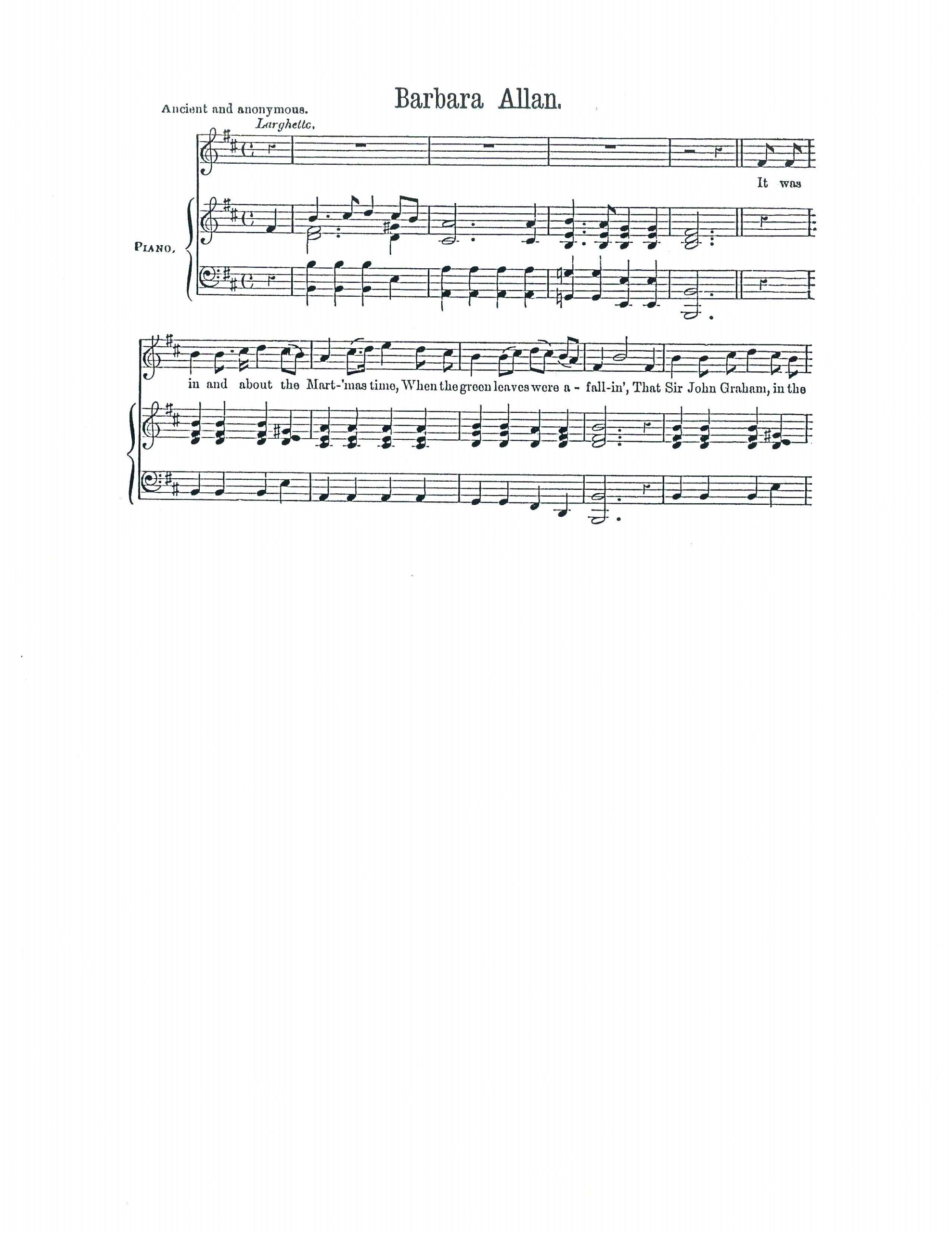 Barbara Allan It was in and about the Mart-'mas time – Classical Vocal ...