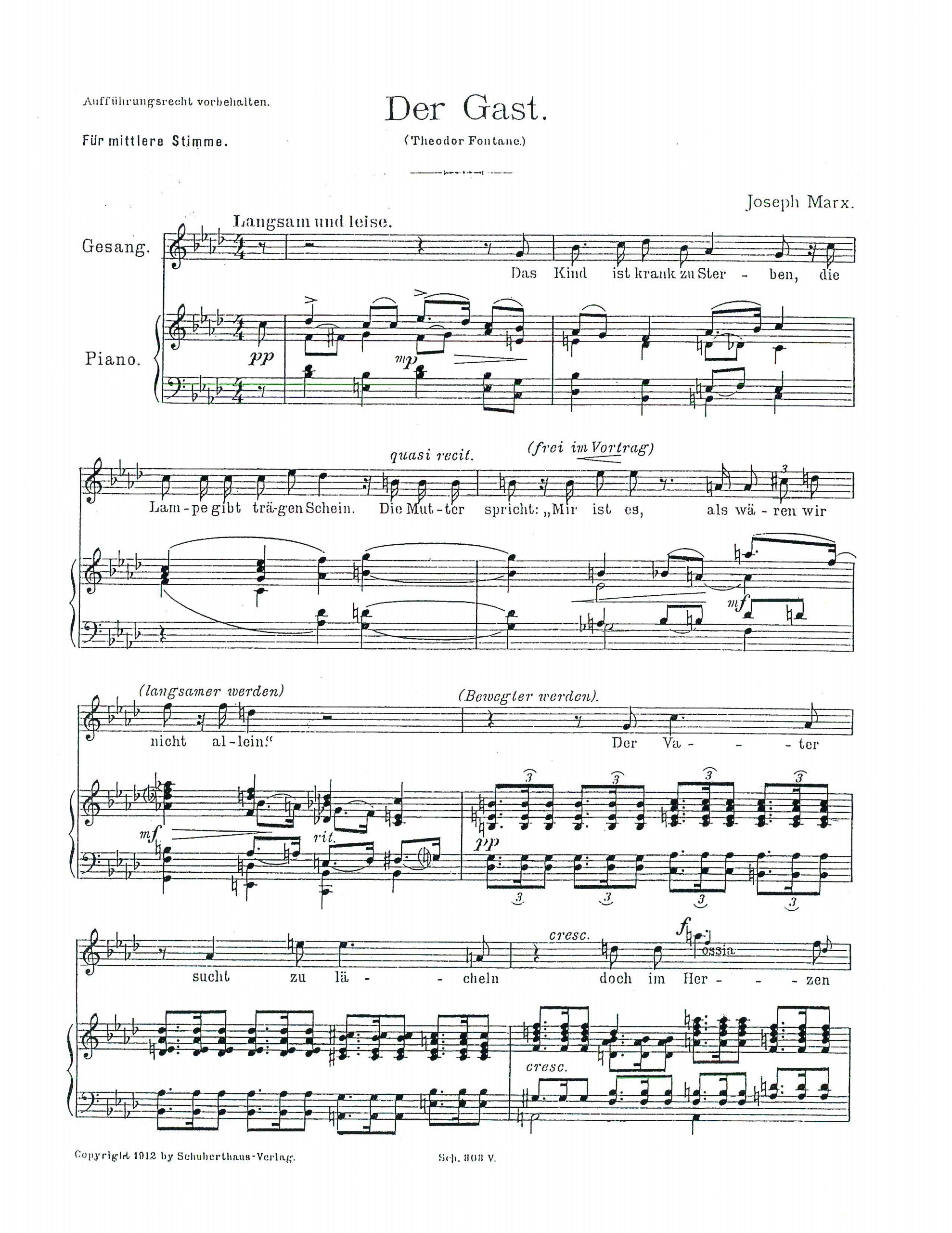 Der Gast (T. Fontane) – Classical Vocal Reprints