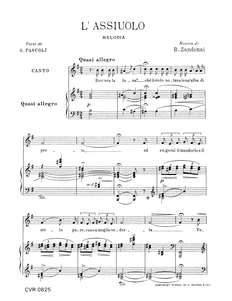 L'assiuolo (Dov'era la luna) – Classical Vocal Reprints