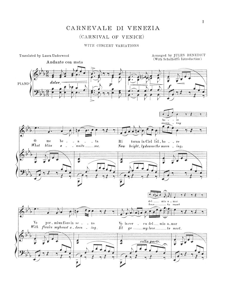 Carnival of Venice (with concert variations) – Classical Vocal Reprints